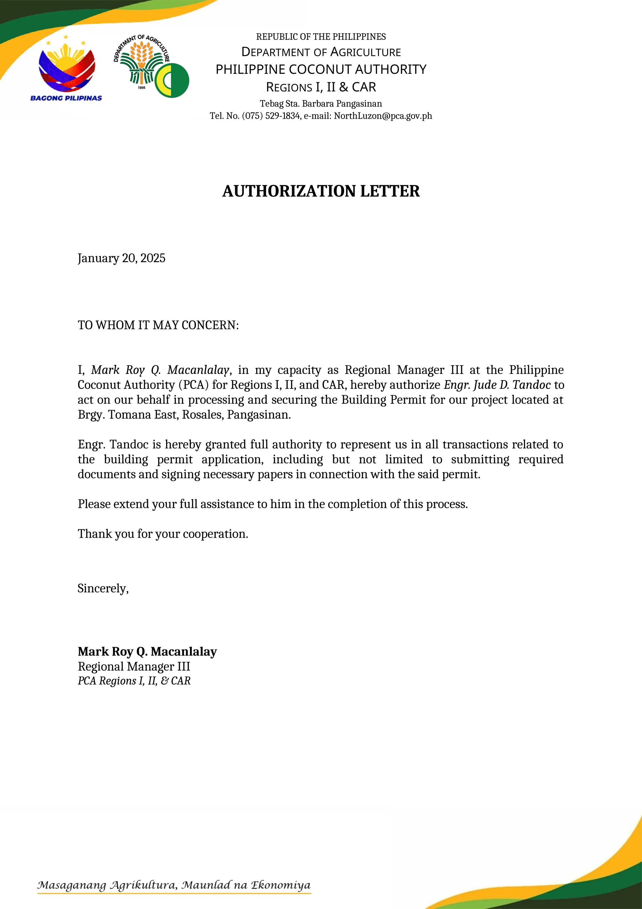 authorization letter for business and proposal sample | DOCX