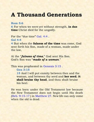 A thousand generations | DOCX | Christianity | Religion & Spirituality