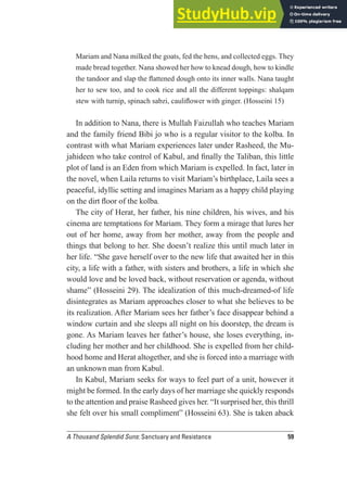 A Thousand Splendid Suns Sanctuary And Resistance | PDF