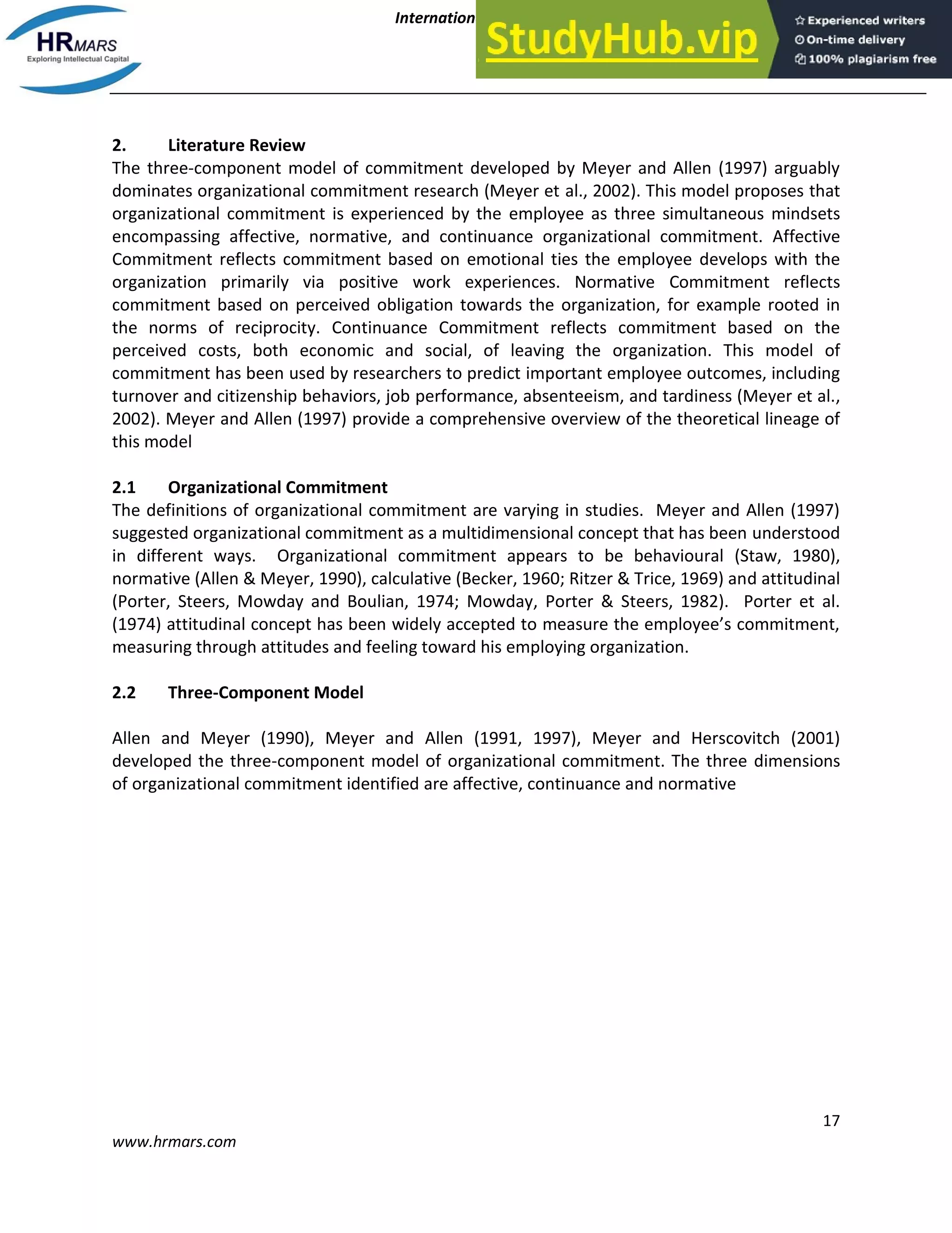 A Three-Component Conceptualization Of Organizational Commitment | PDF