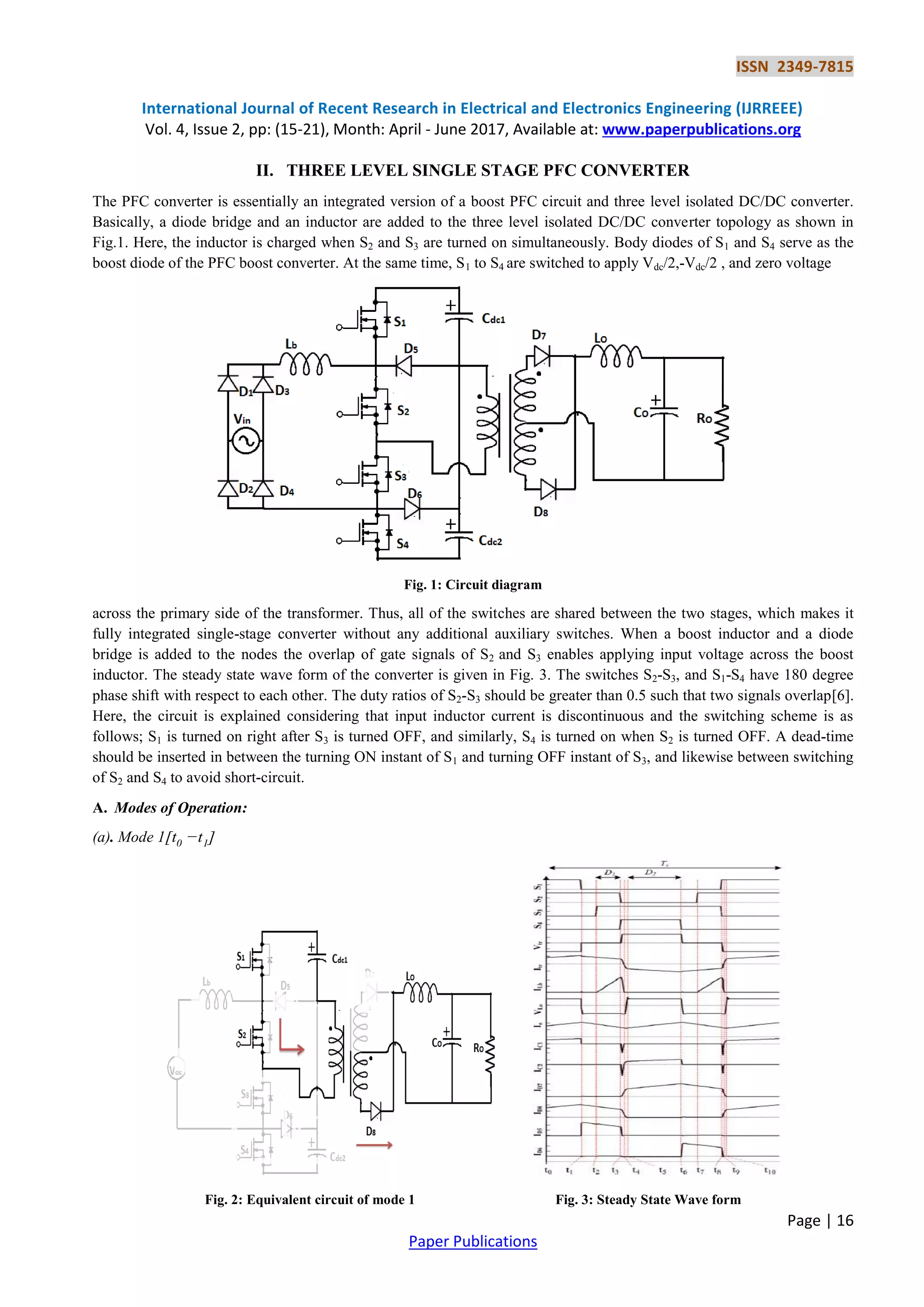 A Three Level Single Stage PFC Converter for Variable Power ...