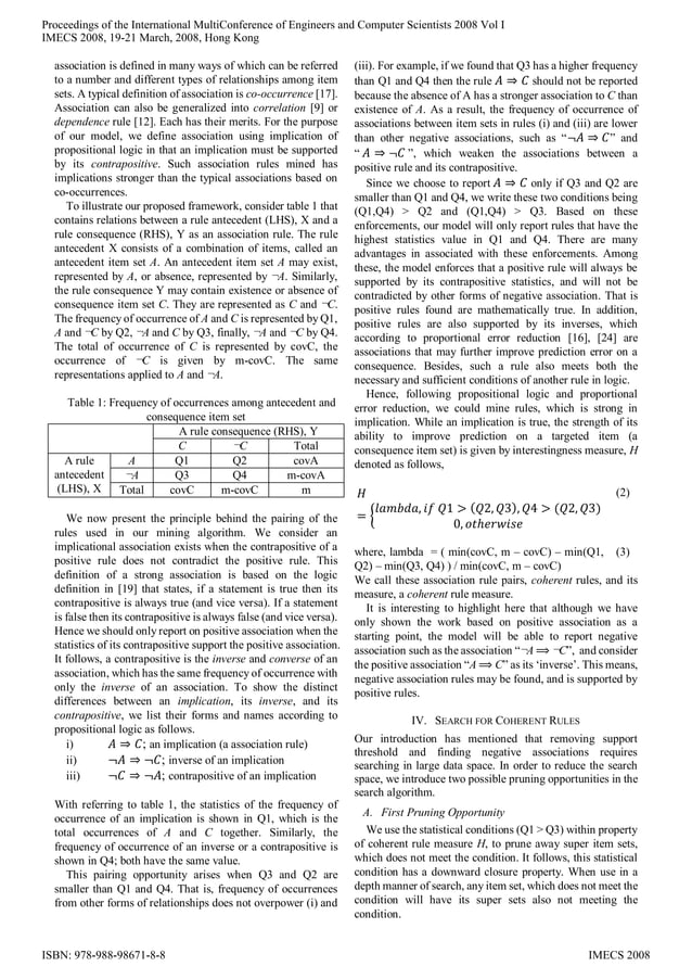 A threshold free implication rule mining | PDF