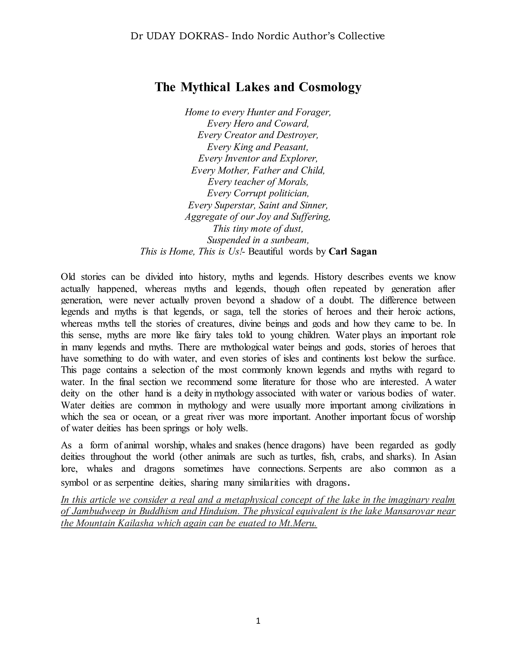 Hindu Buddhist Cosmology Lake Athvathpaya | DOCX
