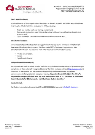 Australian Training Institute (NSW) Pty Ltd Registered Training ...