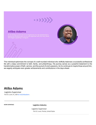 Atiba Adams __ Bio & Work Experience.docx | Christianity | Religion ...
