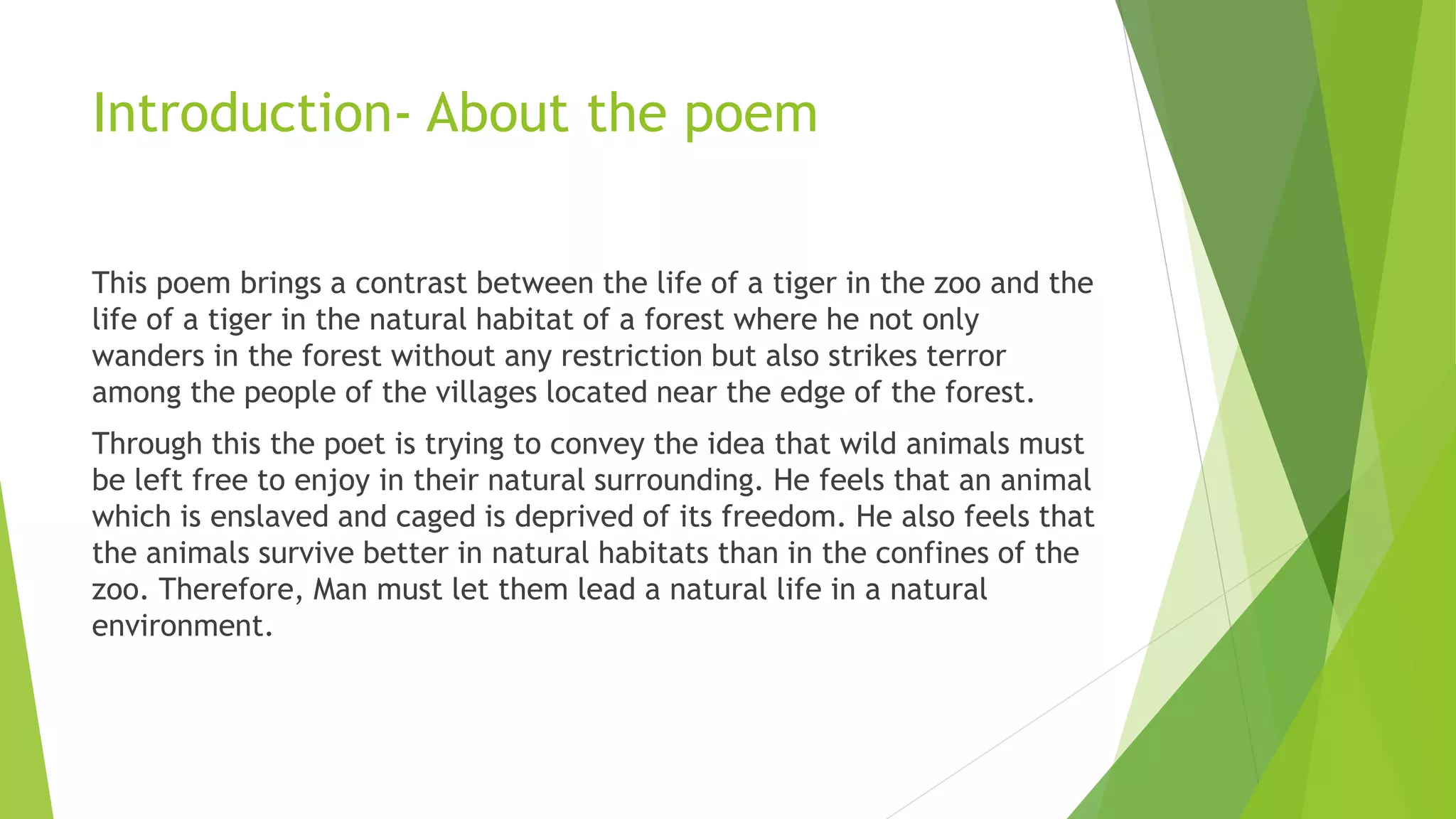 A tiger in the zoo poem presentation | PPT