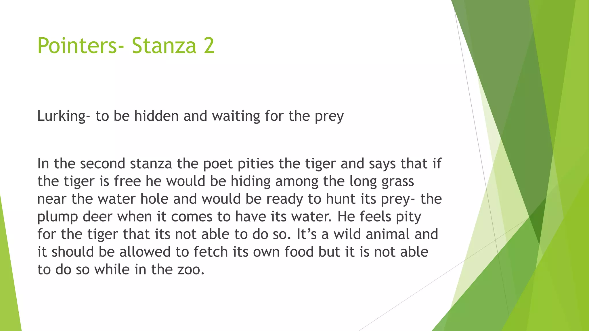A tiger in the zoo poem presentation | PPT