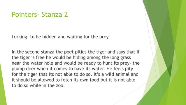 A tiger in the zoo poem presentation | PPT | Zoos & Aquariums | Attractions