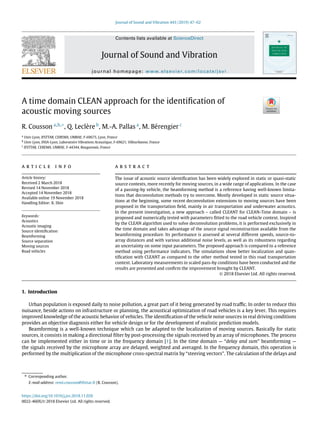 A time domain clean approach for the identification of acoustic moving sources alain a utilizar ...