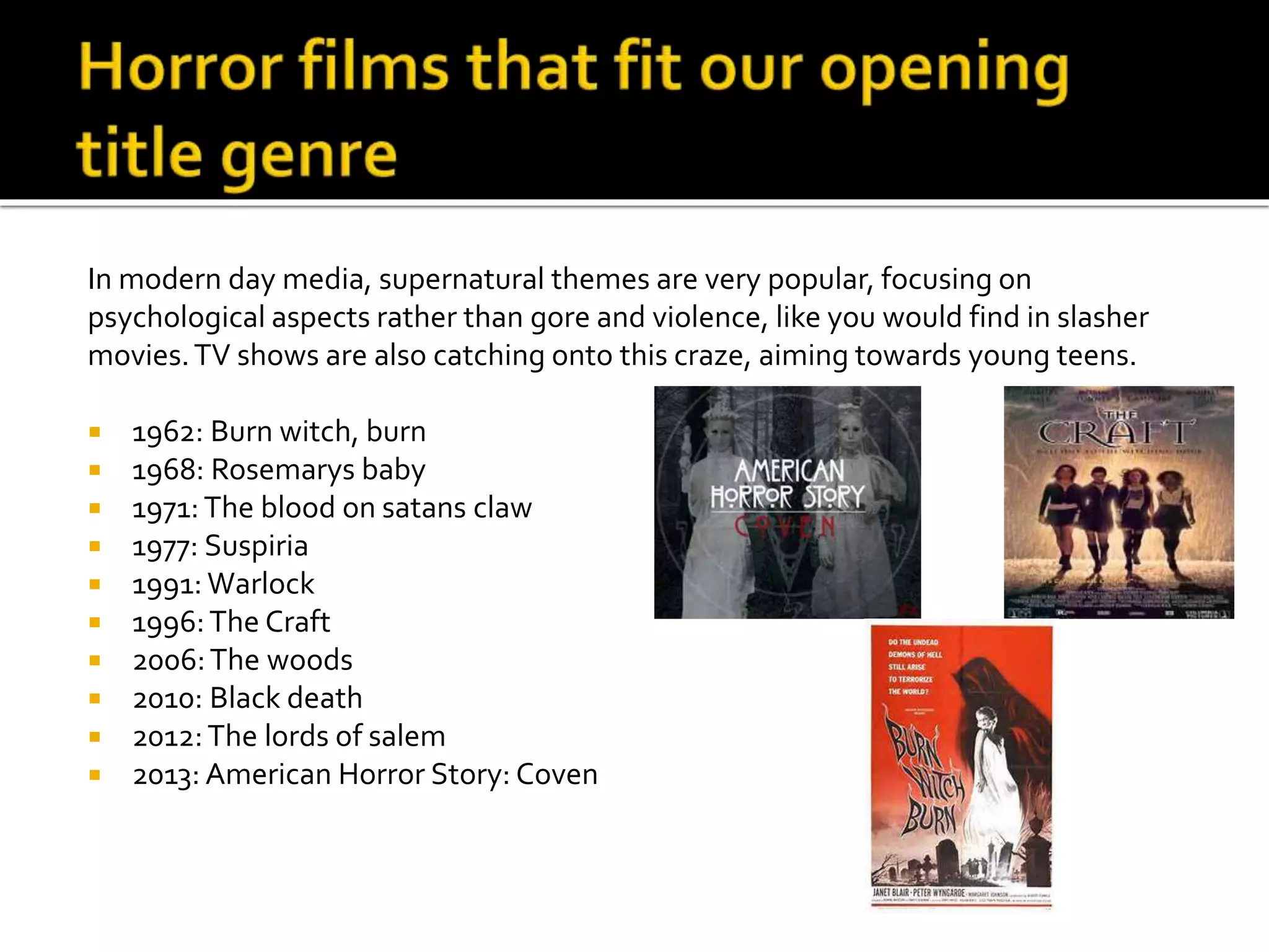 A timeline of horror movies | PPT