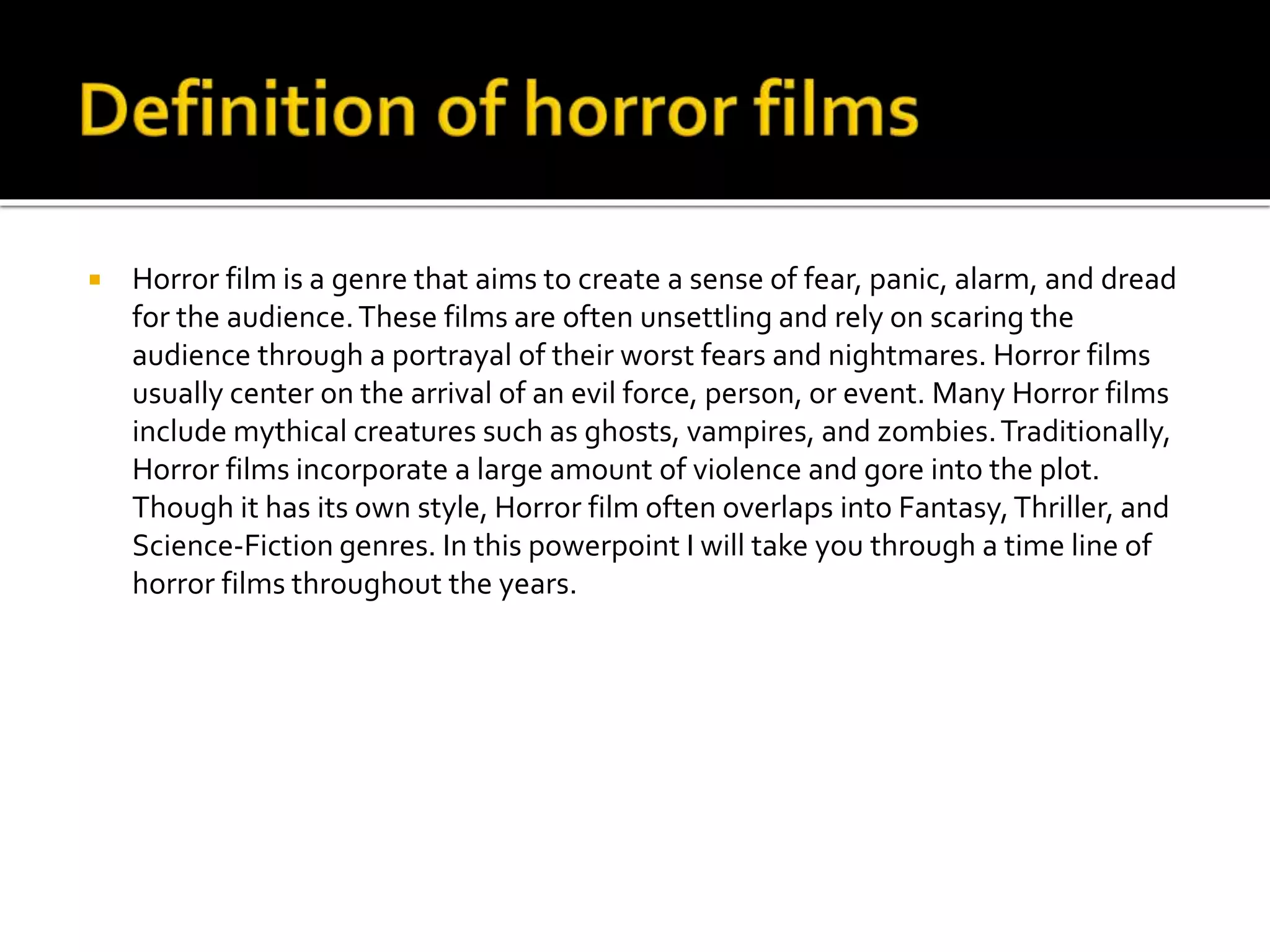 A timeline of horror movies | PPT