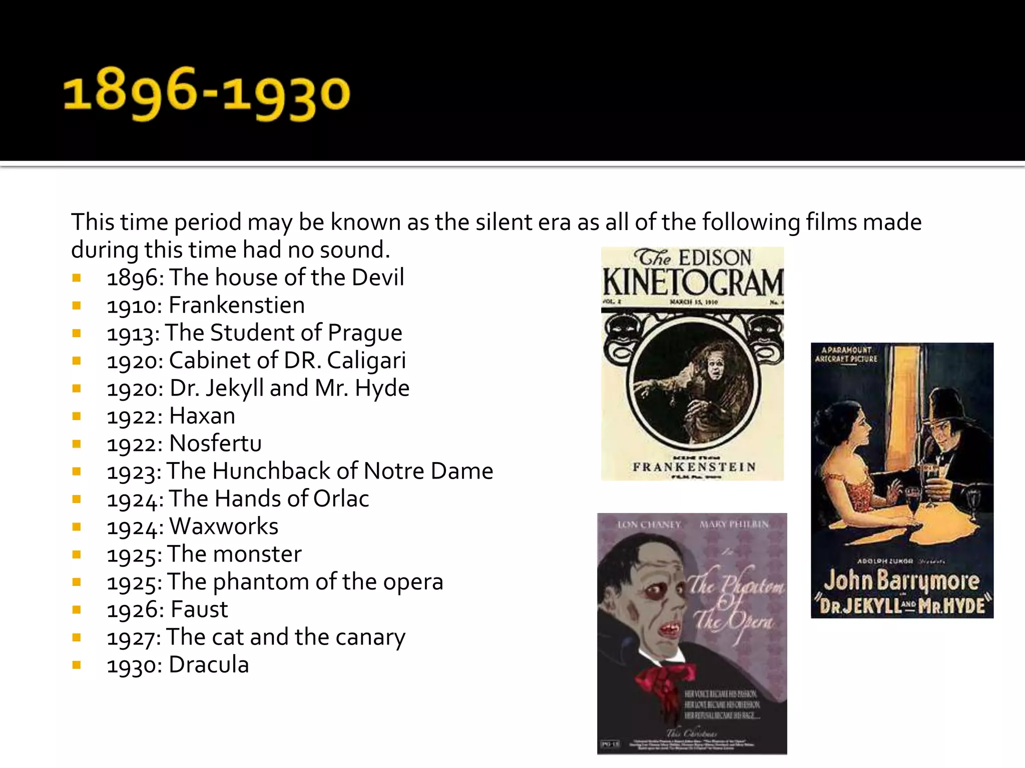 A timeline of horror movies | PPT