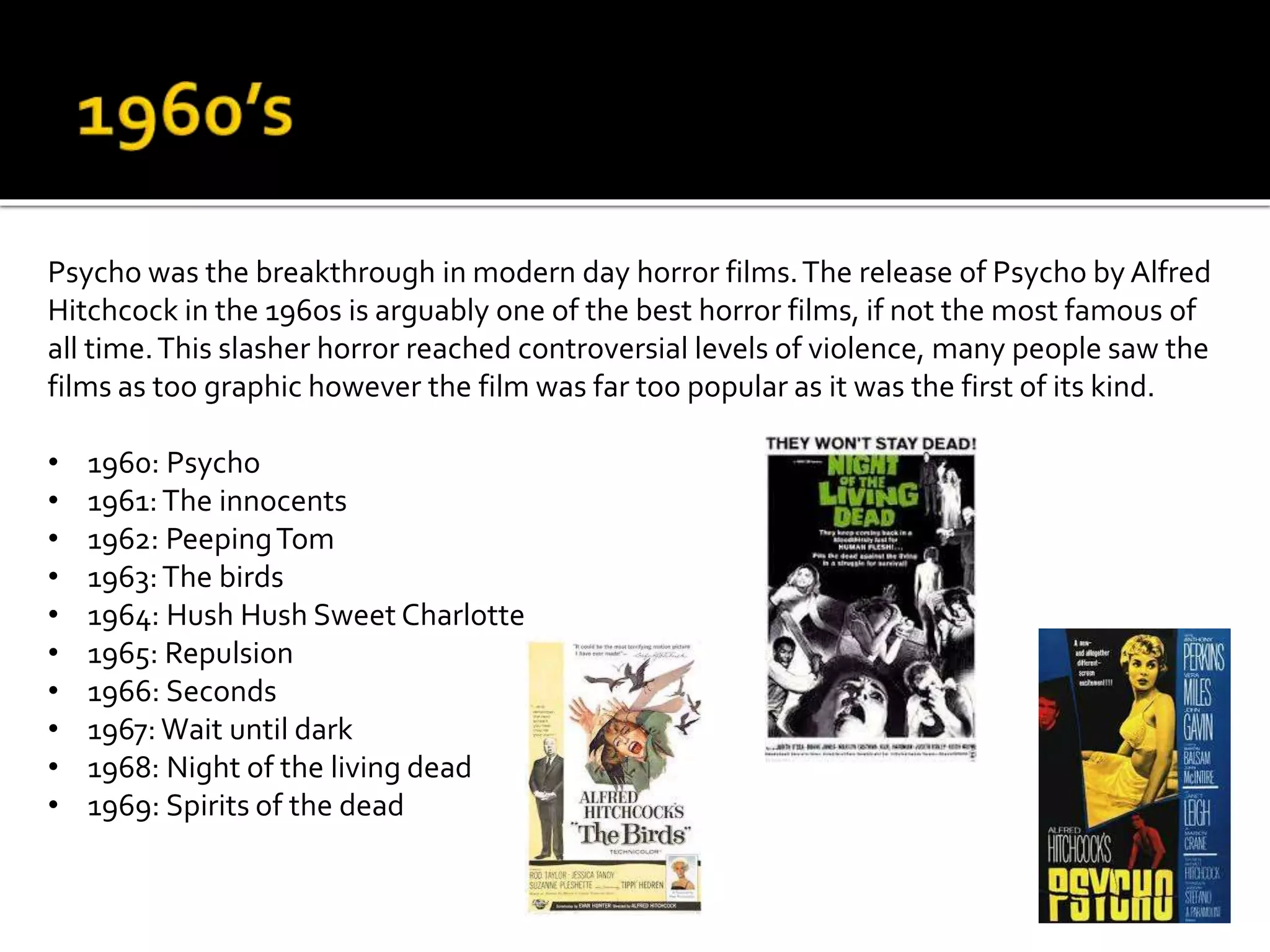 A timeline of horror movies | PPT