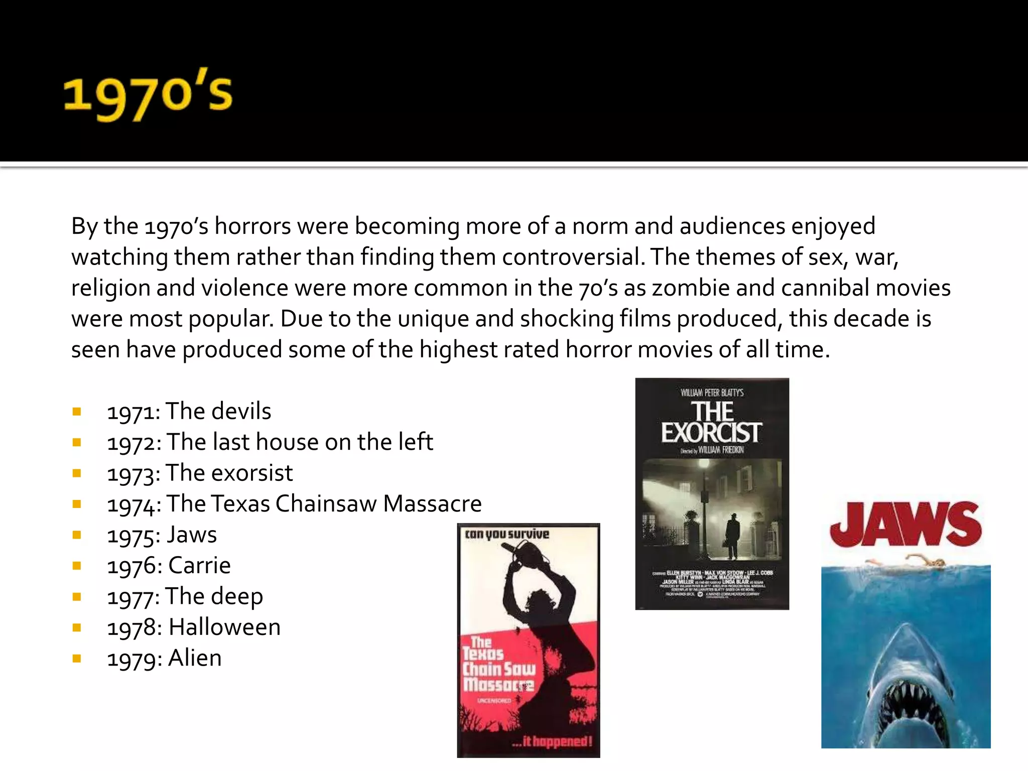 A timeline of horror movies | PPT