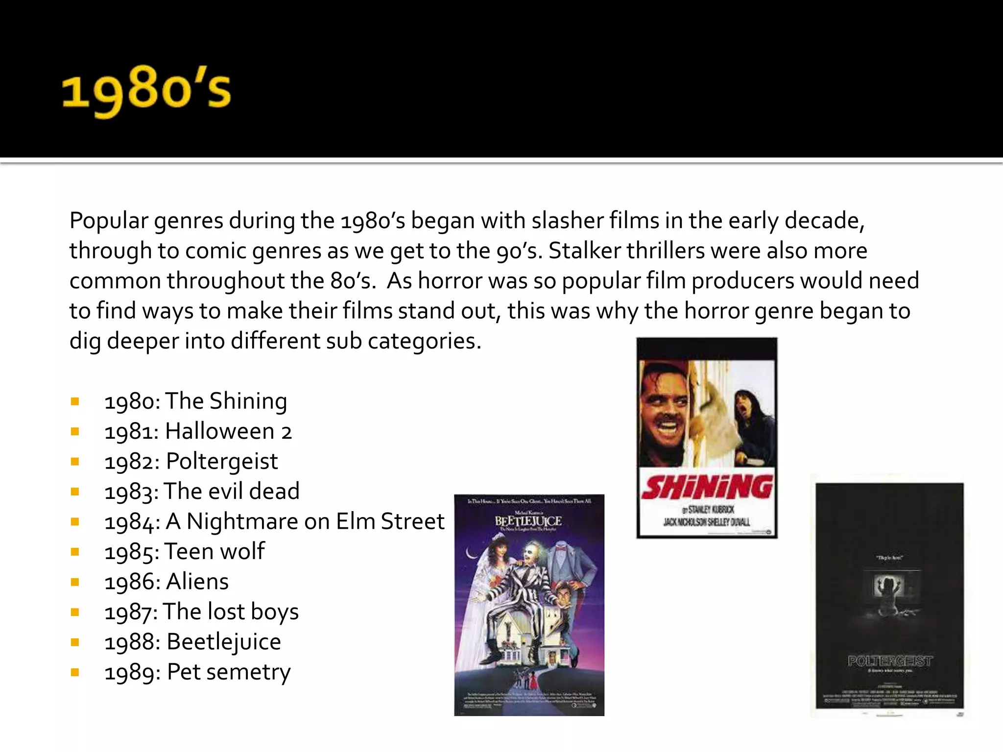 A timeline of horror movies | PPT