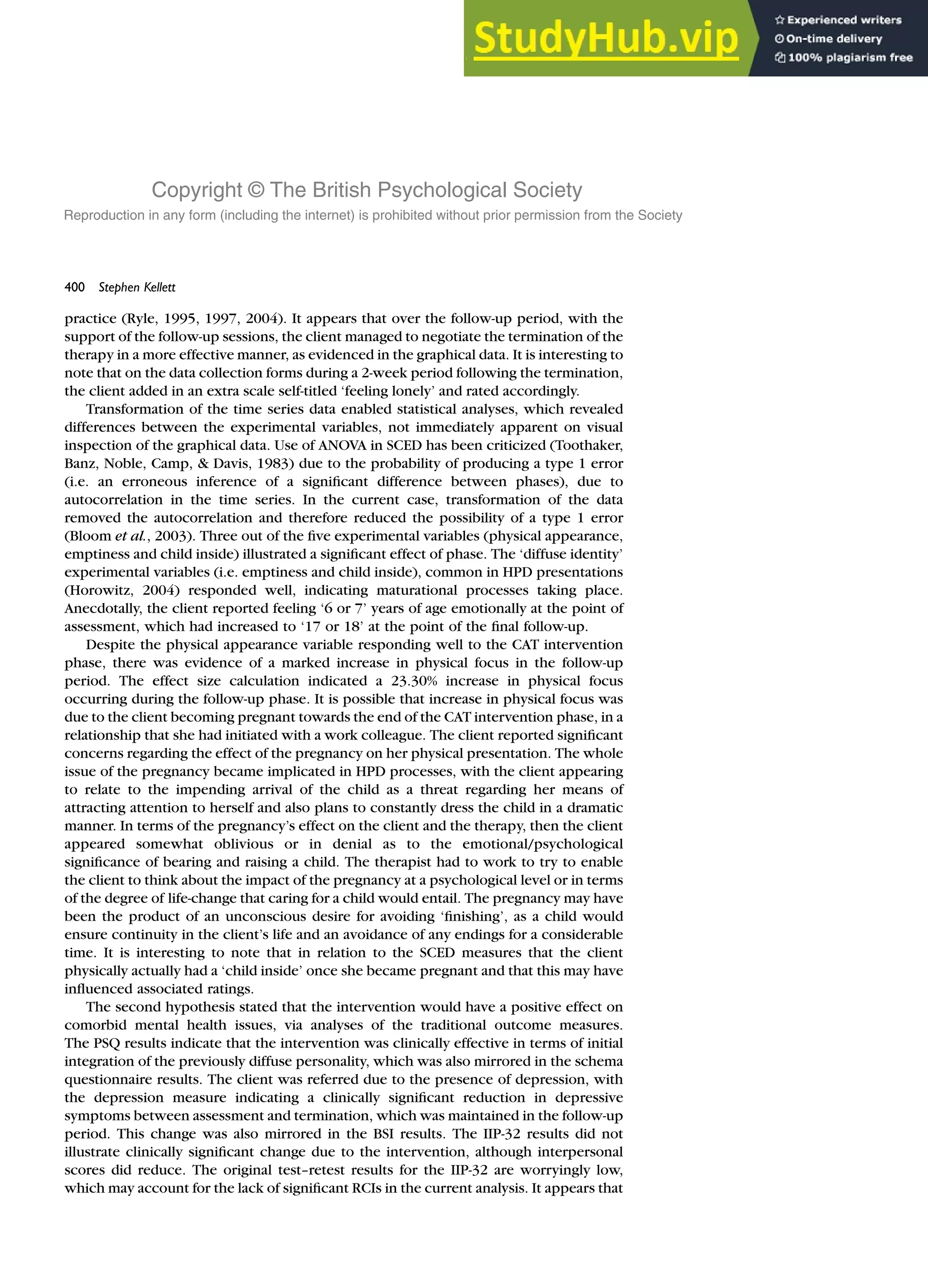 A Time Series Evaluation Of The Treatment Of Histrionic Personality ...