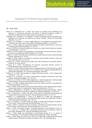 A Time Series Evaluation Of The Treatment Of Histrionic Personality ...