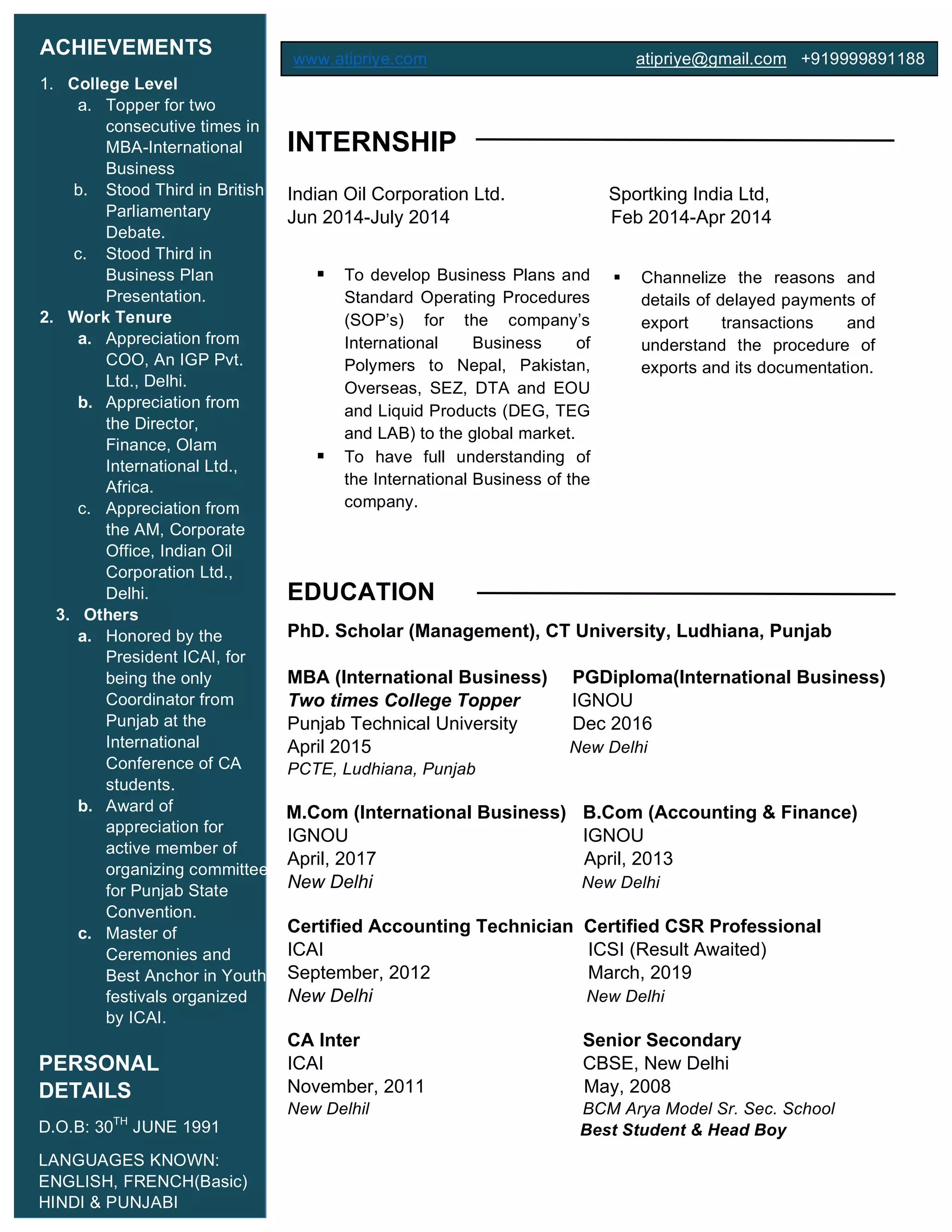 Ati Priye CV | PDF