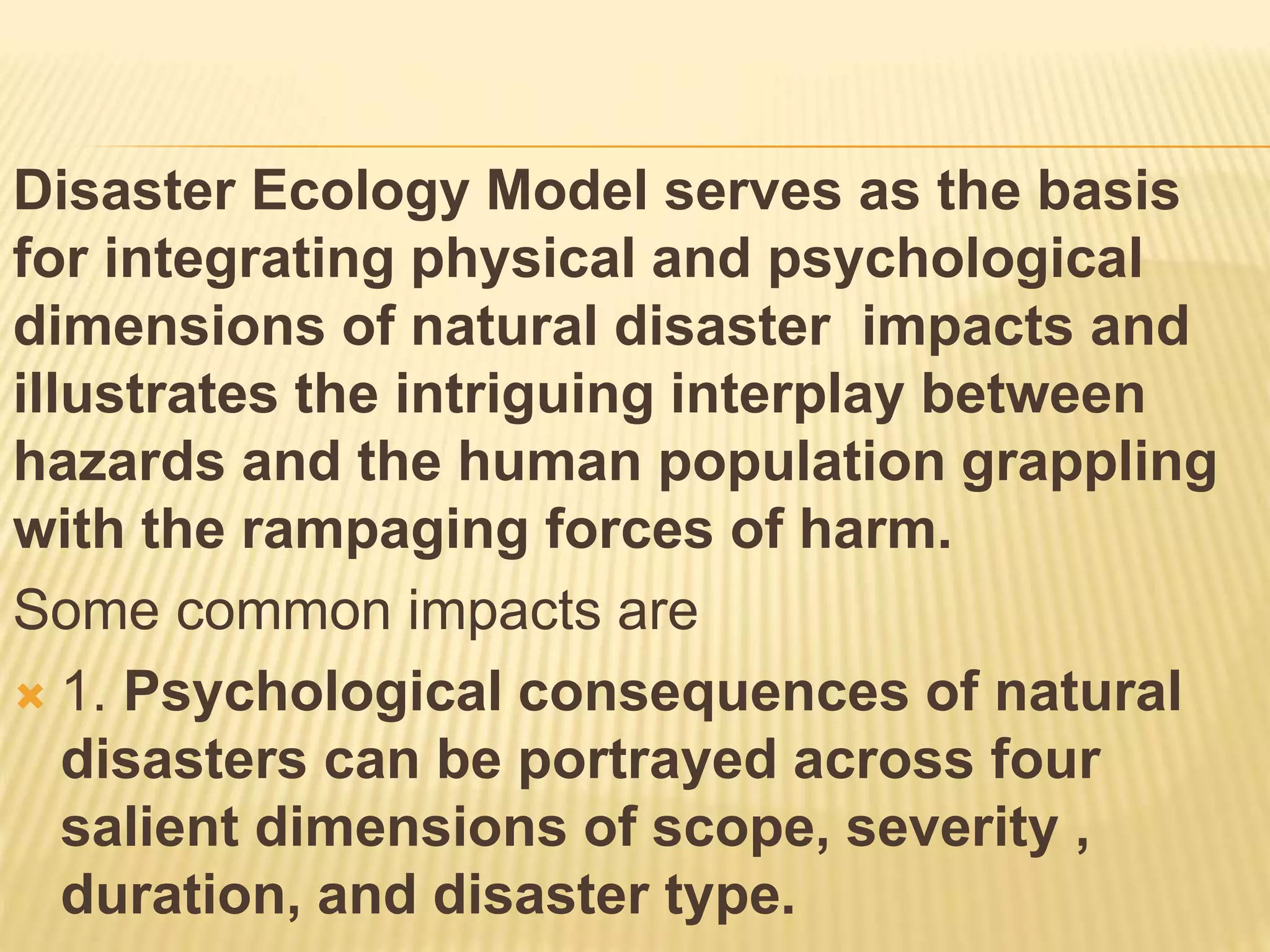 presentation on psychological theories about disasters and impacts | PPTX