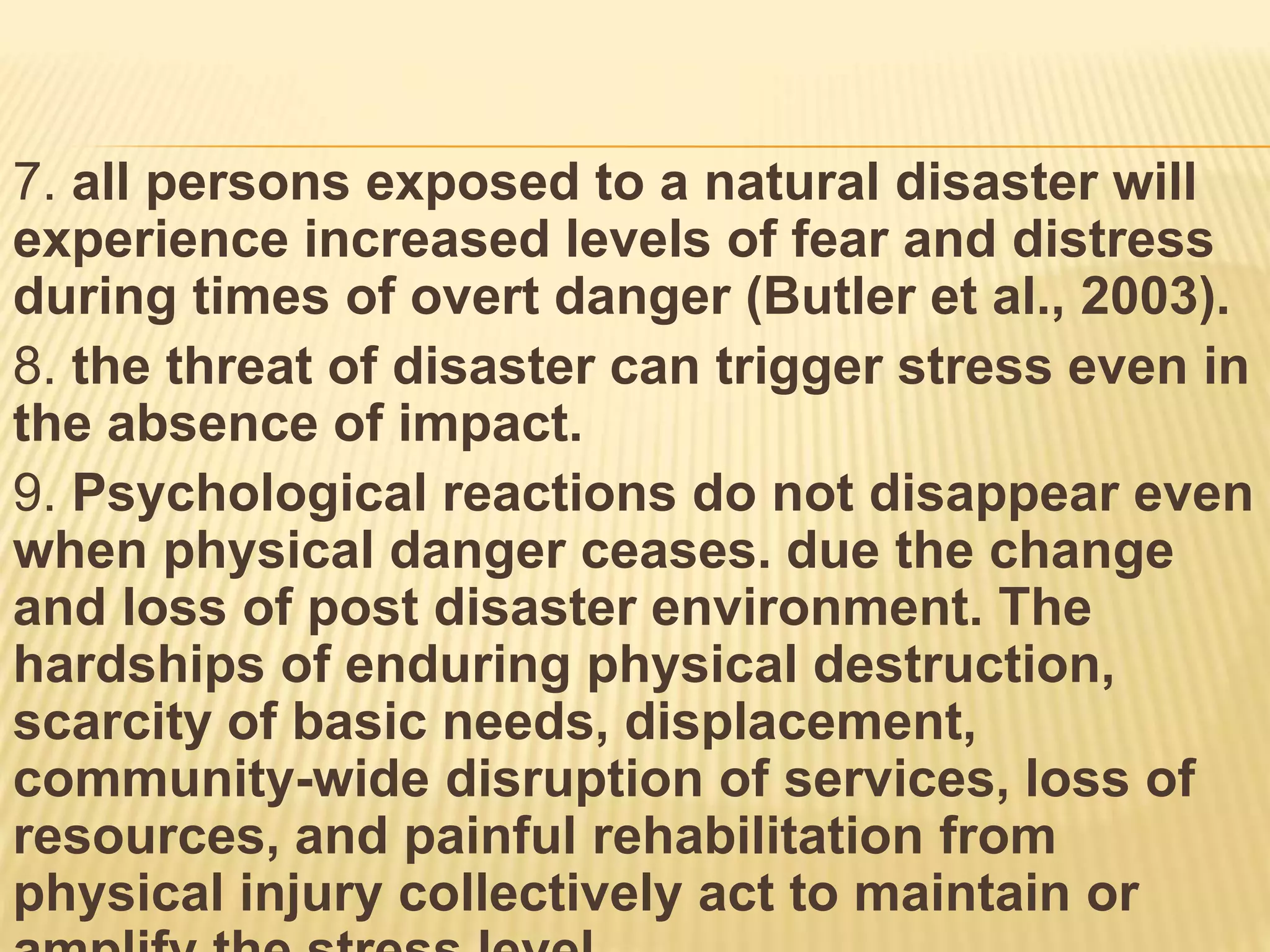presentation on psychological theories about disasters and impacts | PPTX