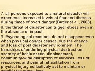 presentation on psychological theories about disasters and impacts | PPTX