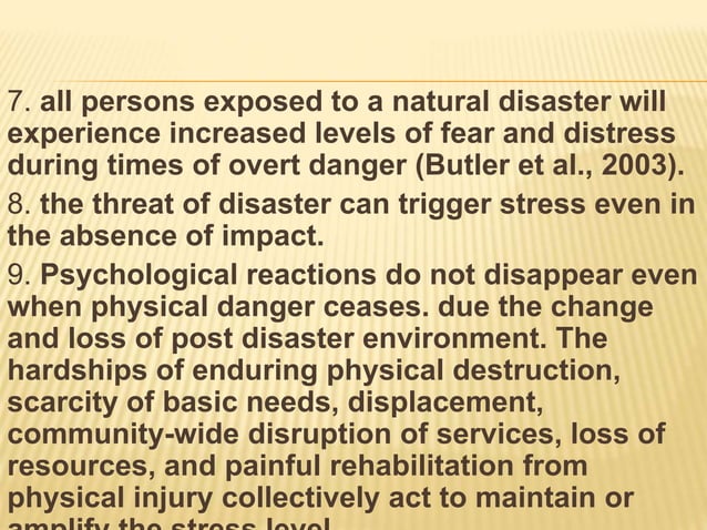 presentation on psychological theories about disasters and impacts ...