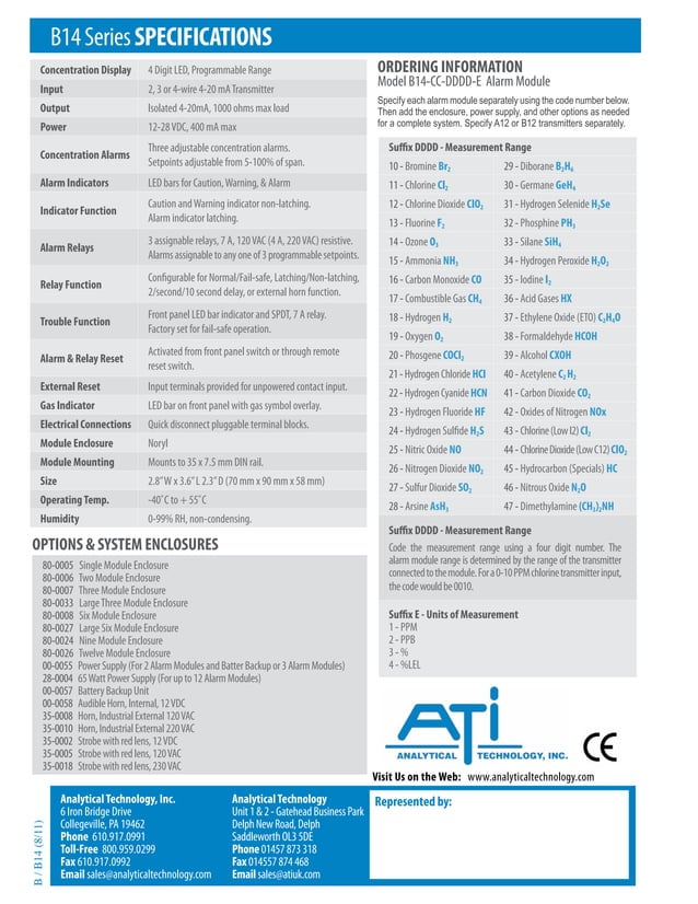ATIs-B14-Gas-Alarm-Module-Product-Literature.pdf | Chemistry | Science