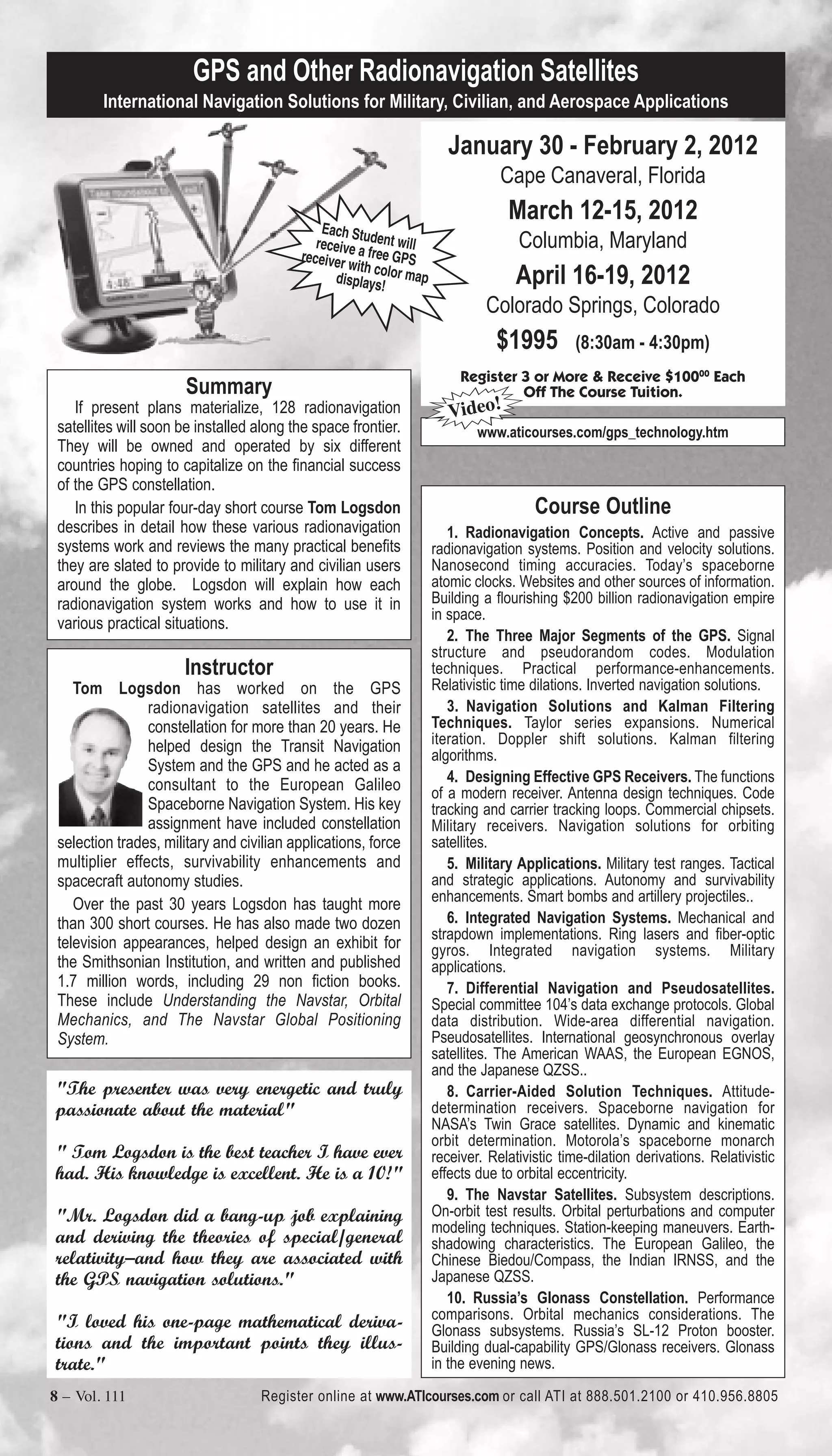 Catalog of ATI courses on Space, Satellite, Radar, Missile, Defense ...