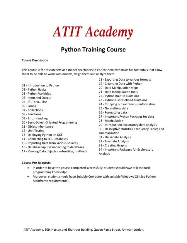 ATIT - Python Training Course | PDF