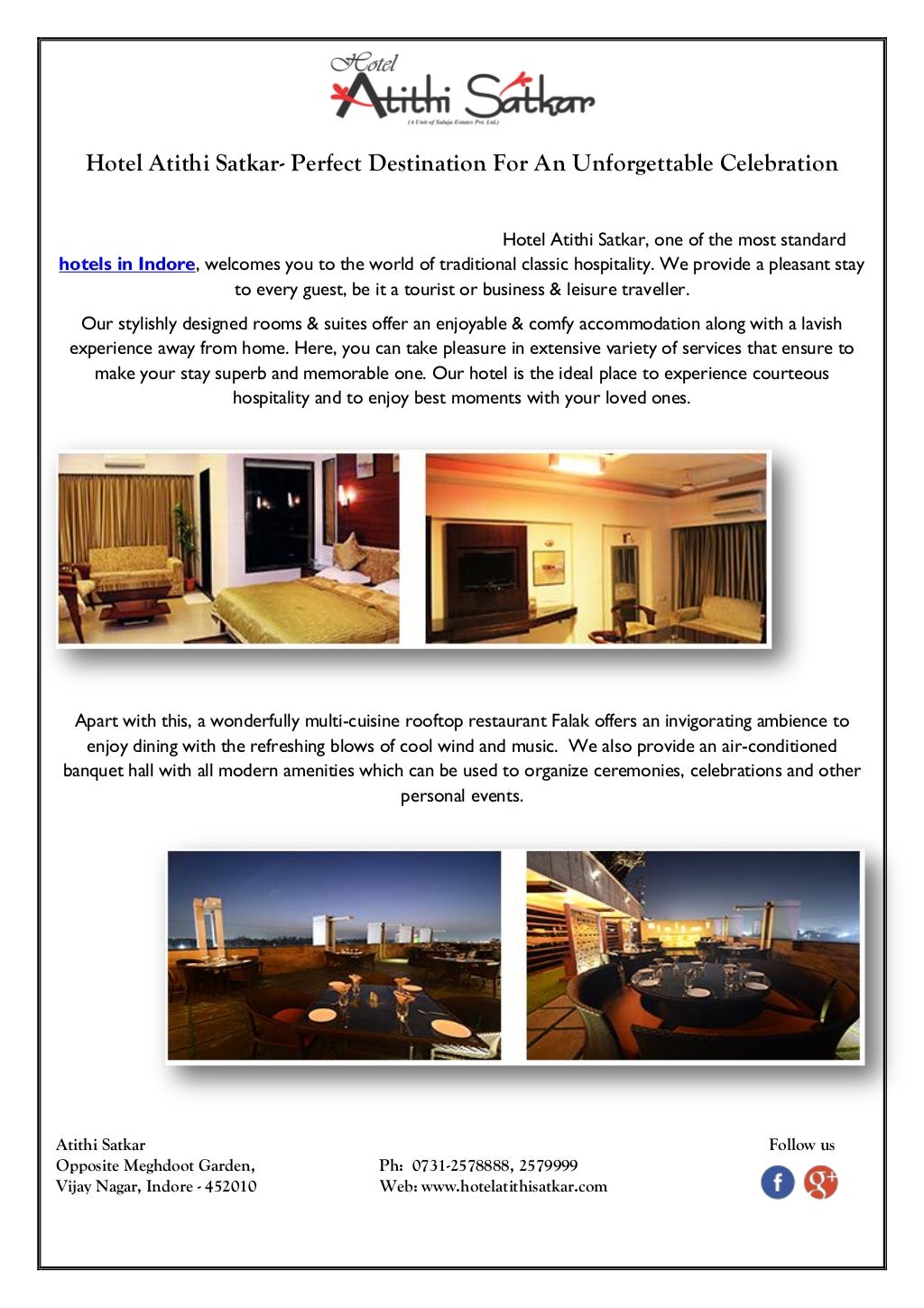 Atithi satkar hotel in indore for an unforgettable celebration