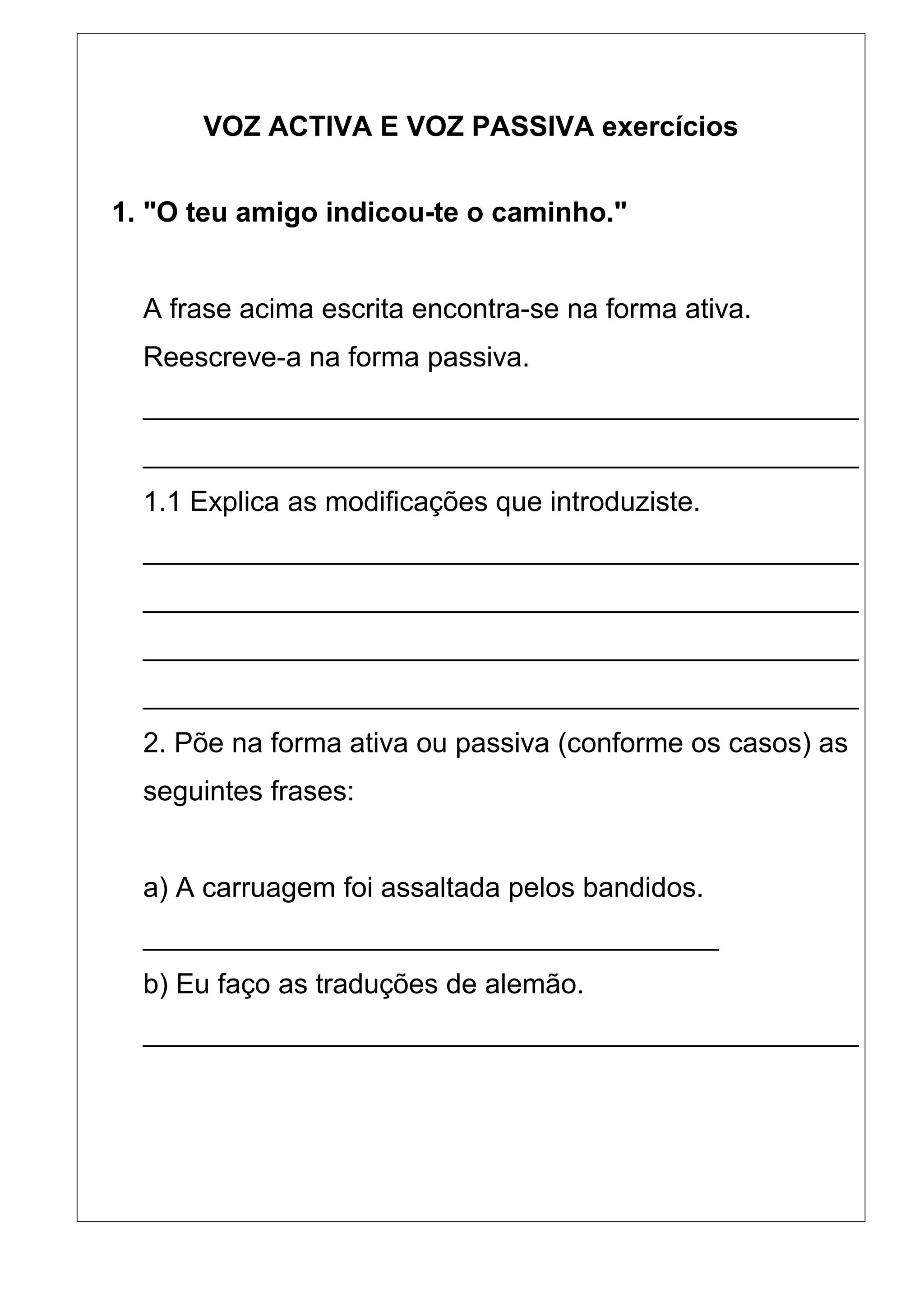 Exercício Voz Ativa E Passiva - FDPLEARN