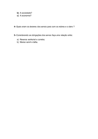 Atividade sobre a Idade Média | DOCX
