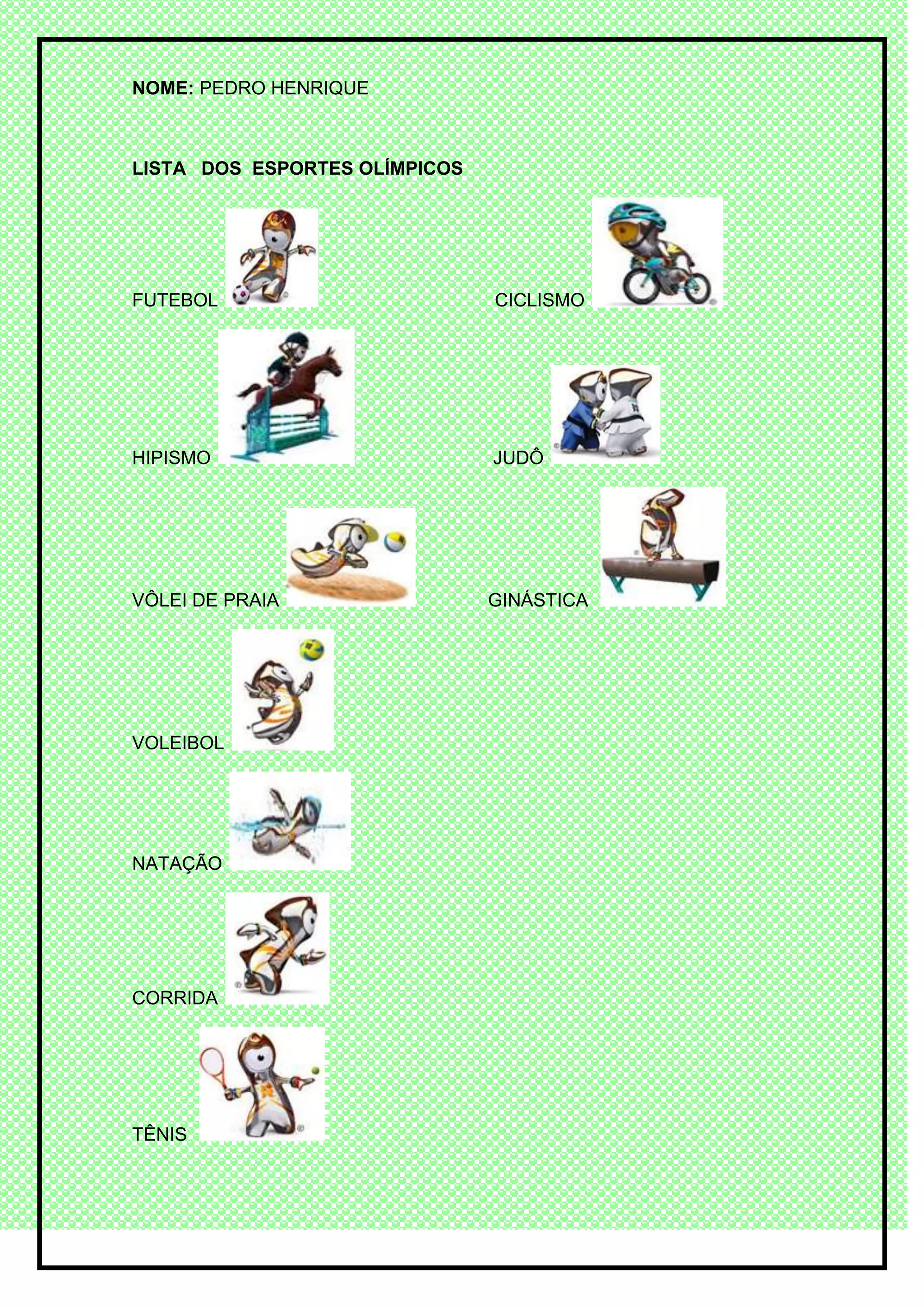 Atividade esportes olimpícos | PDF