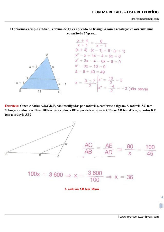 Atividade resolvida teorema de tales