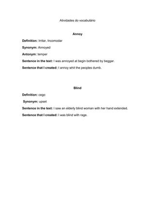 Atividades do vocabulário | PDF
