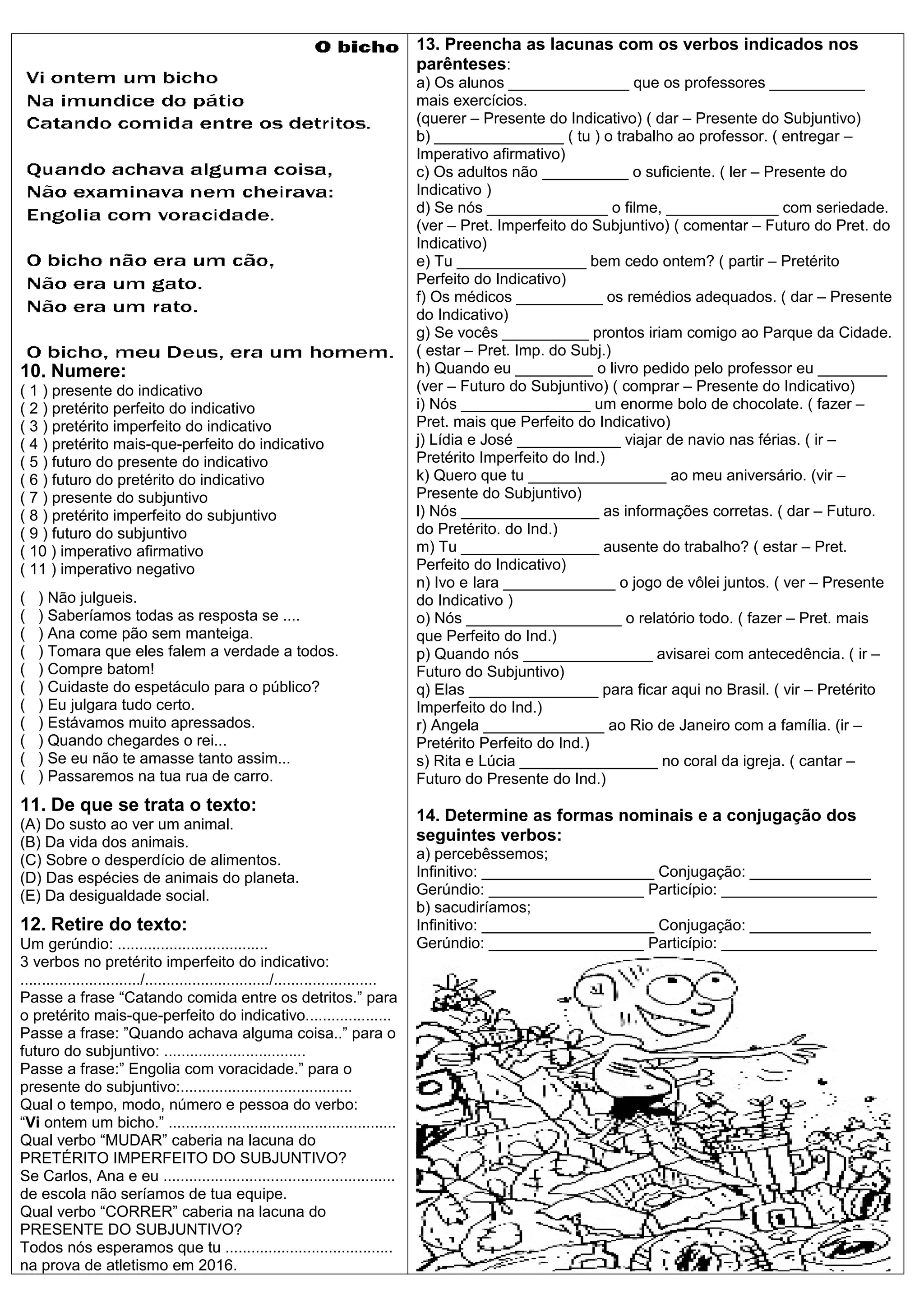 Atividades lp verbos | DOC