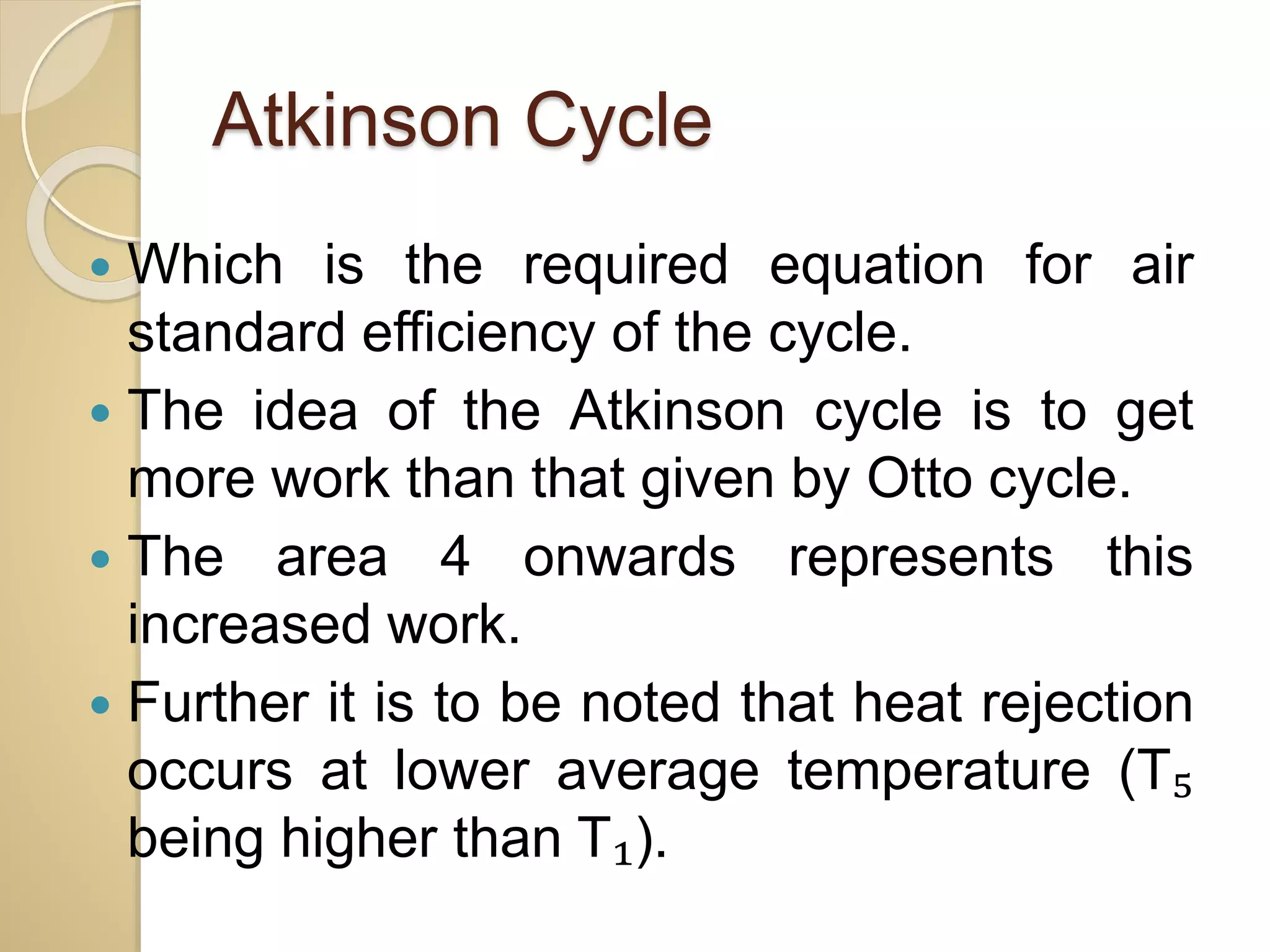 Atkinson Cycle, Ericsson Cycle And Stirling Cycle | PPTX