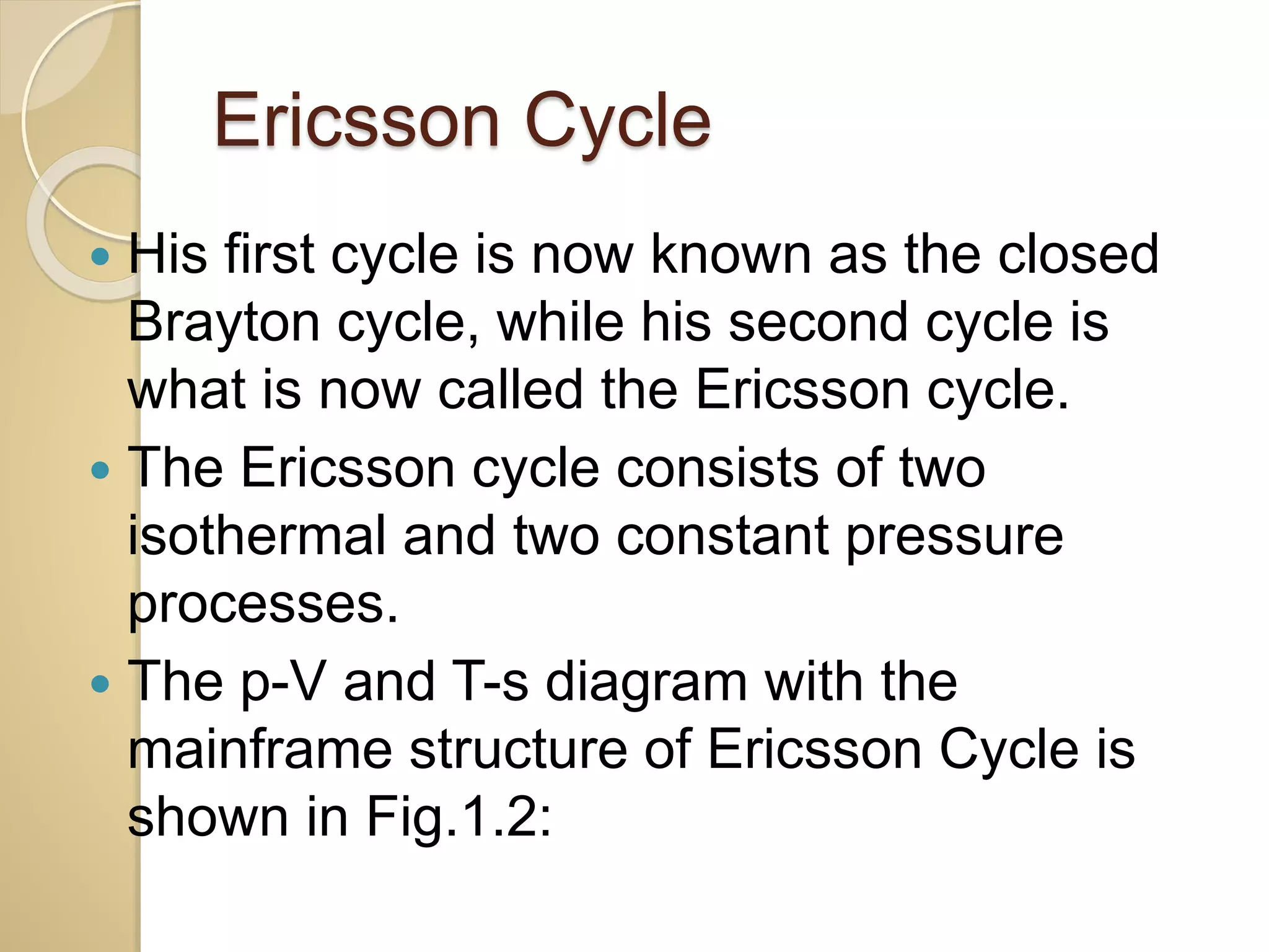 Atkinson Cycle, Ericsson Cycle And Stirling Cycle | PPTX