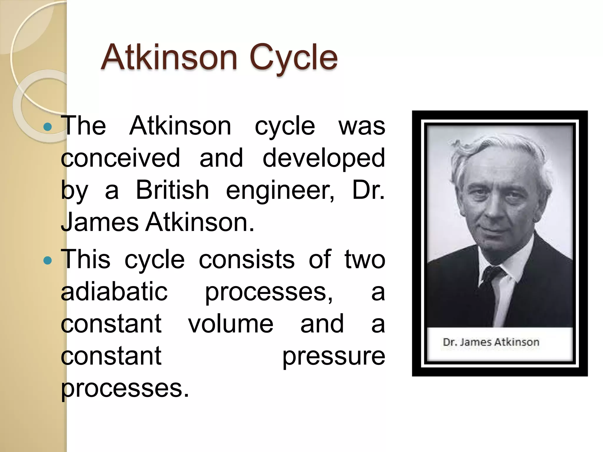 Atkinson Cycle, Ericsson Cycle And Stirling Cycle | PPTX
