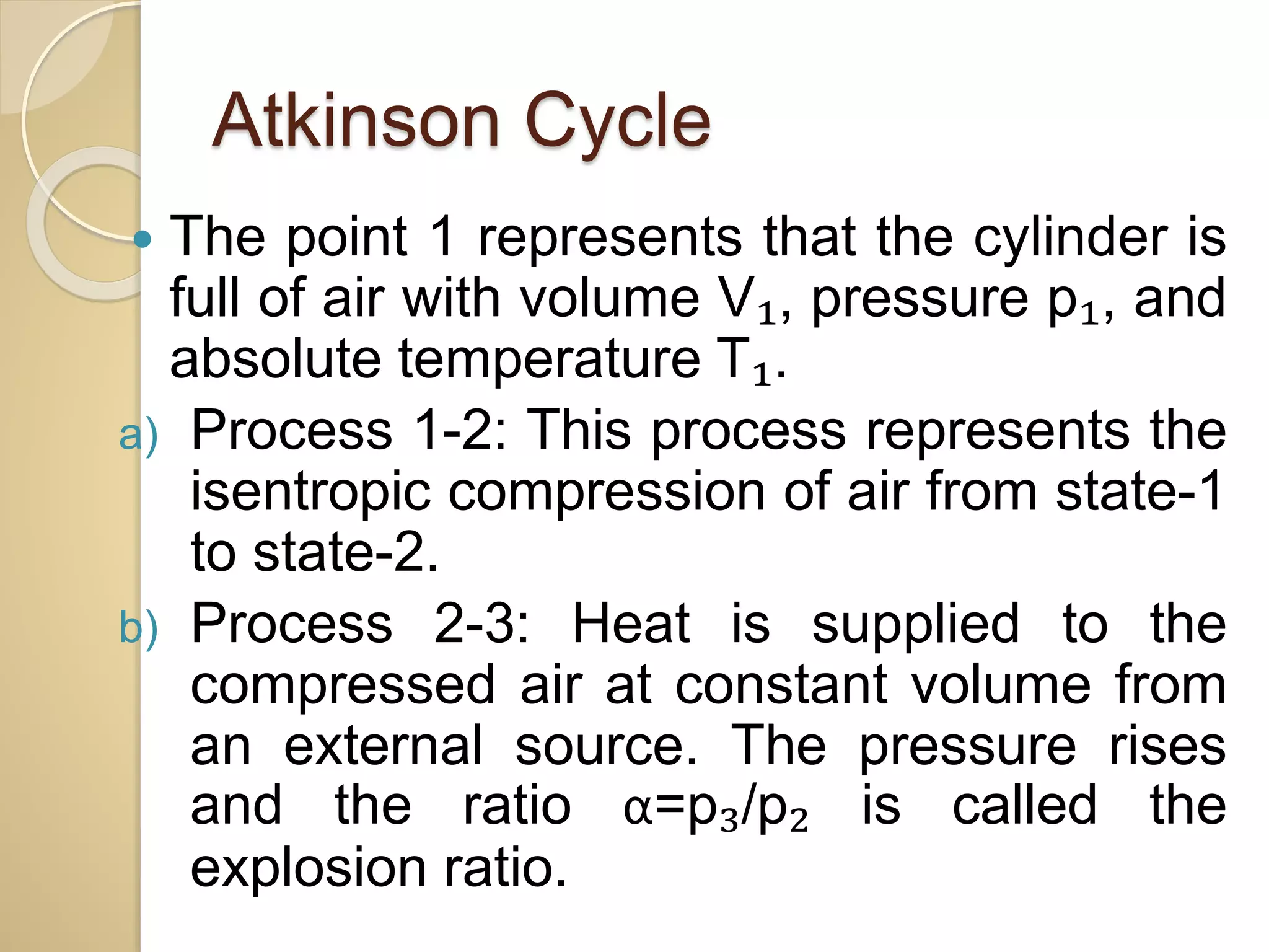 Atkinson Cycle, Ericsson Cycle And Stirling Cycle | PPTX