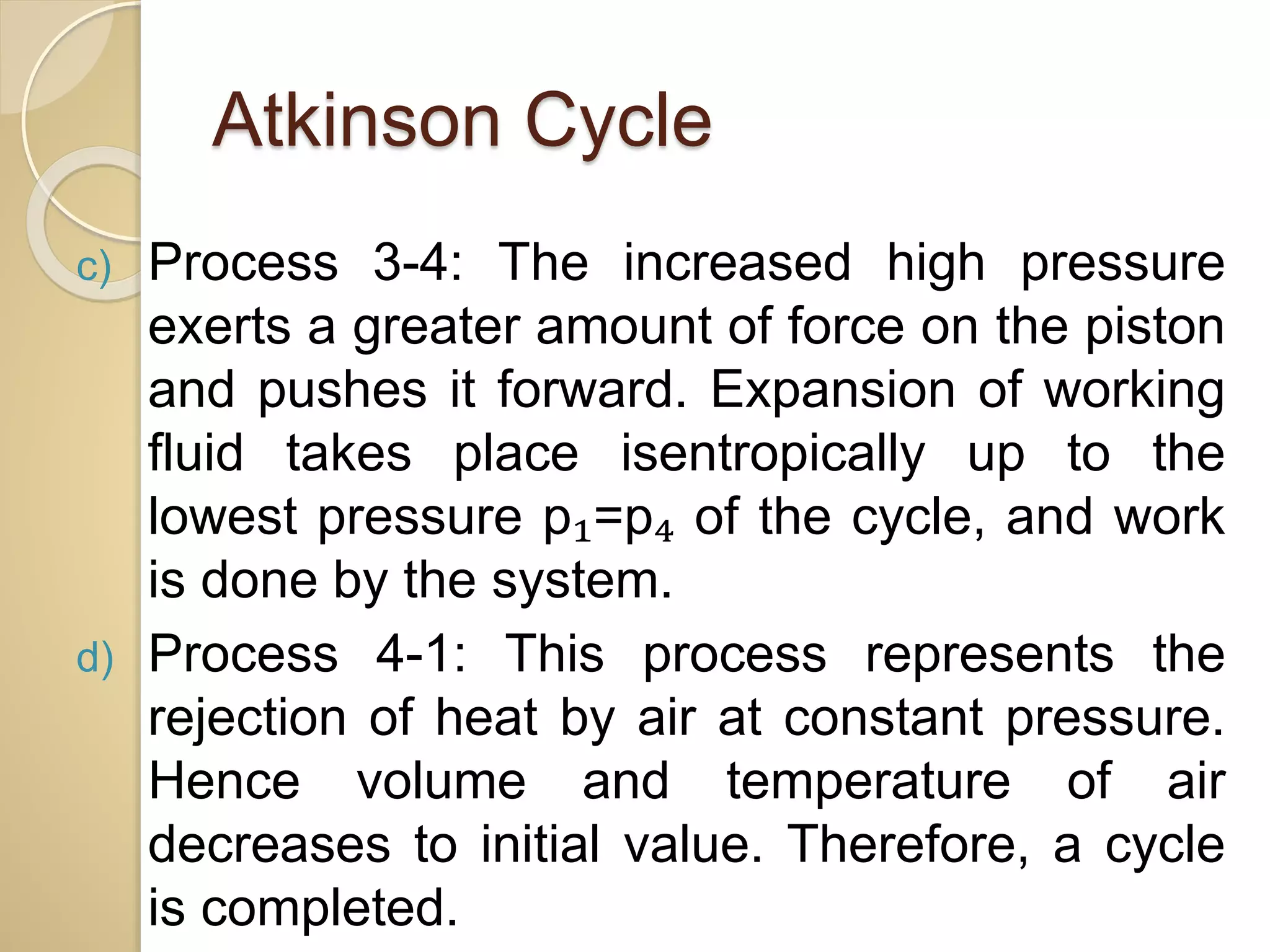 Atkinson Cycle, Ericsson Cycle And Stirling Cycle | PPTX