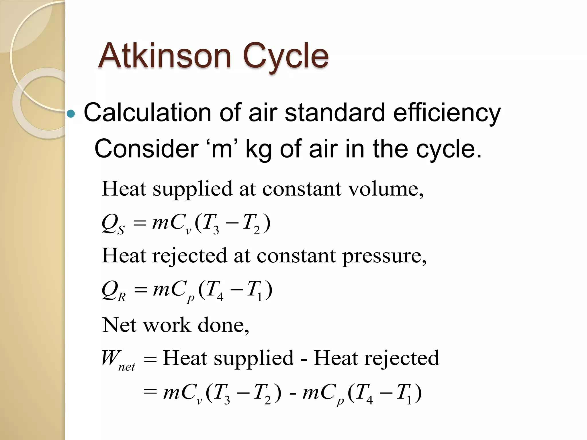 Atkinson Cycle, Ericsson Cycle And Stirling Cycle | PPTX