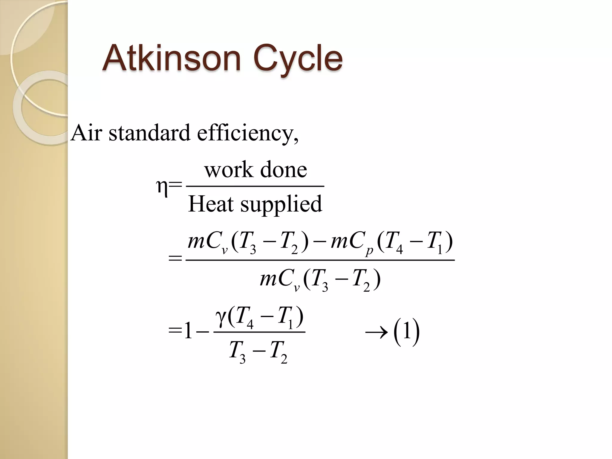 Atkinson Cycle, Ericsson Cycle And Stirling Cycle | PPTX