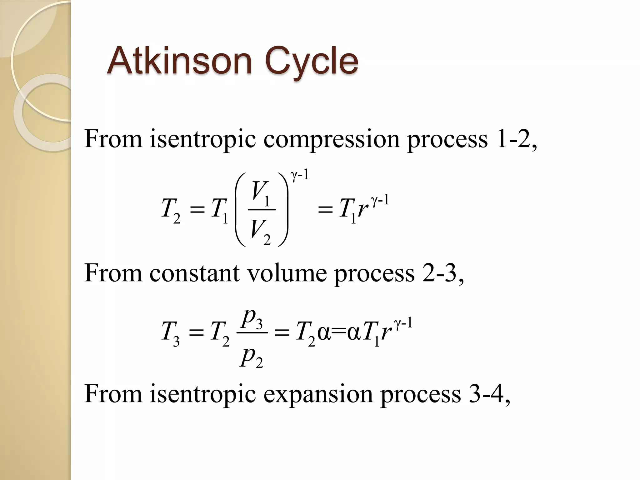 Atkinson Cycle, Ericsson Cycle And Stirling Cycle | PPTX