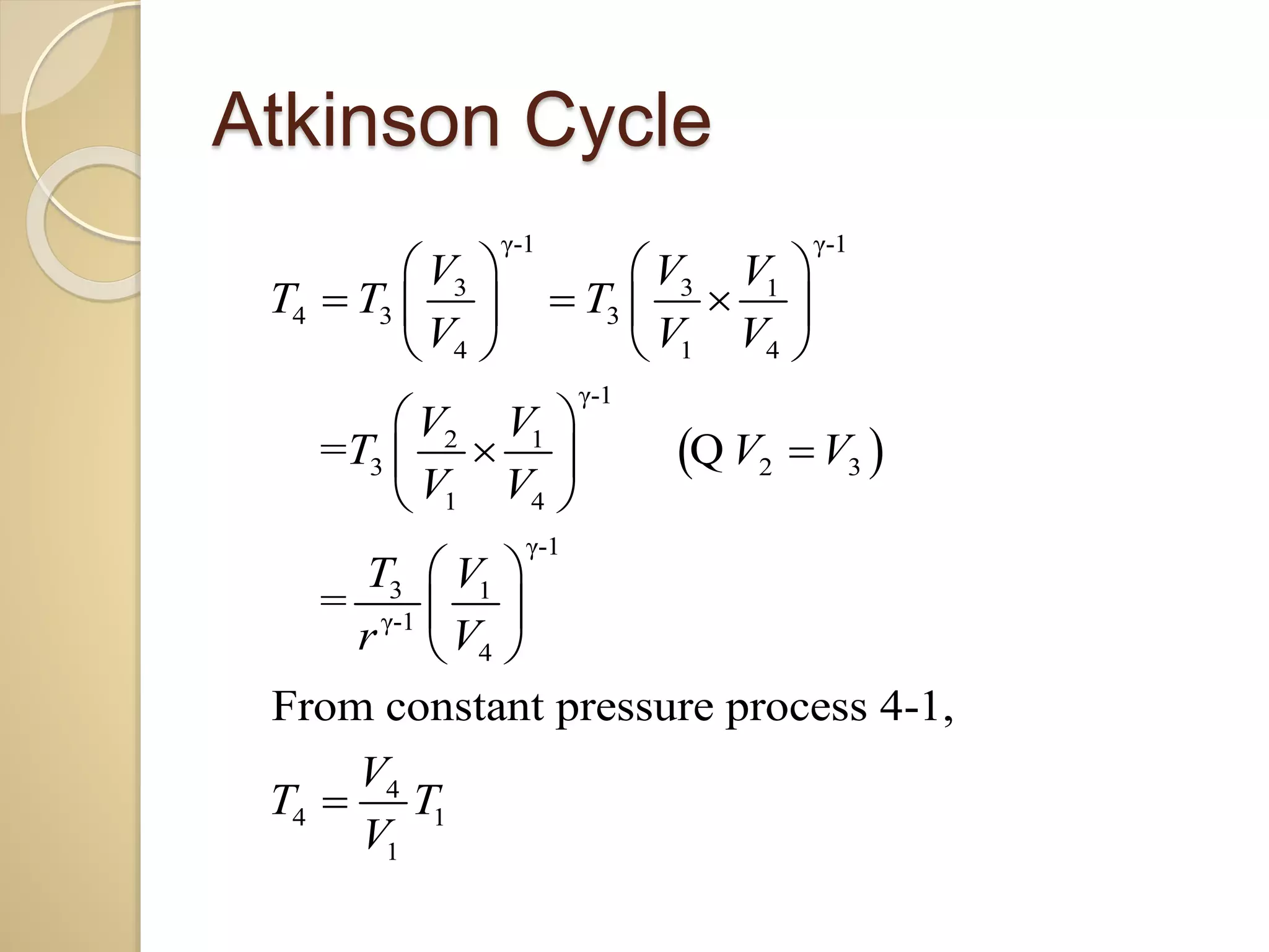 Atkinson Cycle, Ericsson Cycle And Stirling Cycle | PPTX