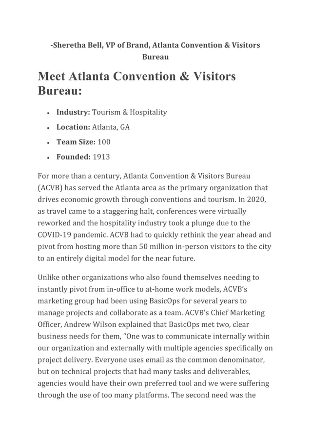 Atlanta Case study basicOps | PDF | Business | Business and Finance