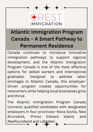 Atlantic Immigration Program Canada – A Smart Pathway to Permanent ...