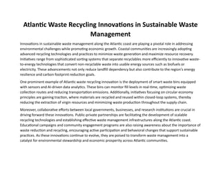 Atlantic Waste Recycling Innovations in Sustainable Waste Management | PPT