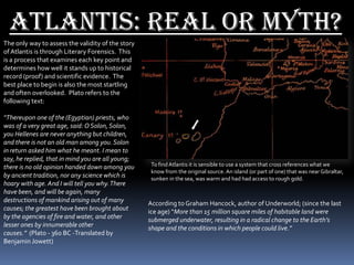 Atlantis - Myth or Reality its up to you!! | PPTX