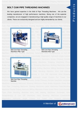 Atlas Machine Tools Corpn., Ludhiana, Industrial Machines | PDF